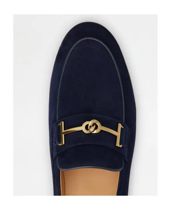 TOD'S Logo Plaque Almond Toe Loafers