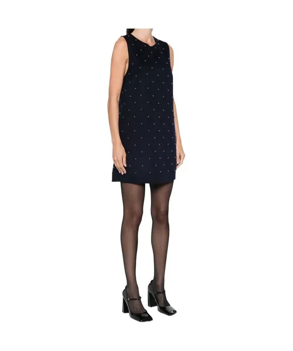 P.a.r.o.s.h Stud-embellished Sleeveless Dress - Navy