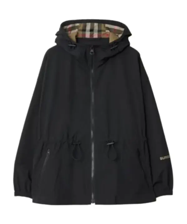 Burberry Hooded Jacket With Drawstring Waist - Black