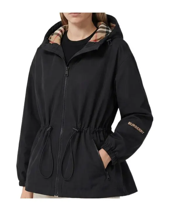 Burberry Hooded Jacket With Drawstring Waist - Black