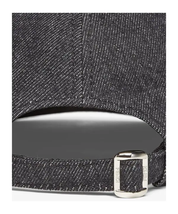 Fendi Ff Embroidered Denim Baseball Cap