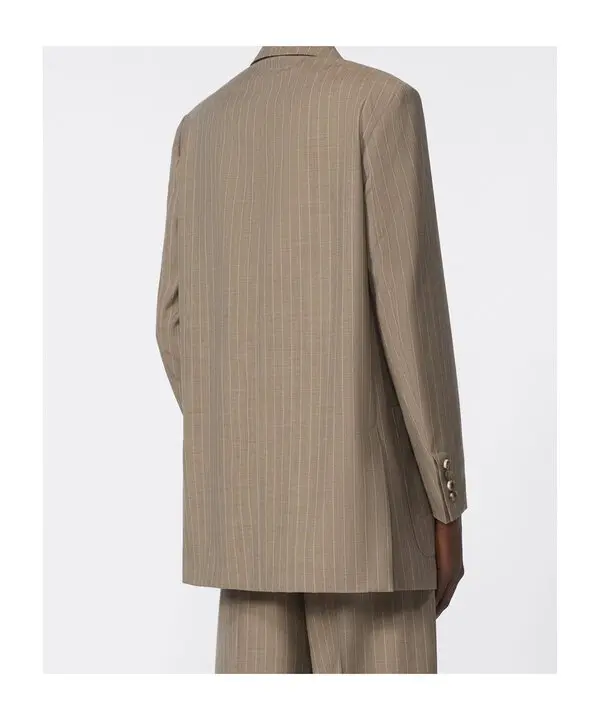 Max Mara Pinstripe Double-breasted Blazer - Hazelnut Color