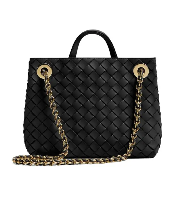 Bottega Veneta Andiamo Small Woven Tote Bag - Black