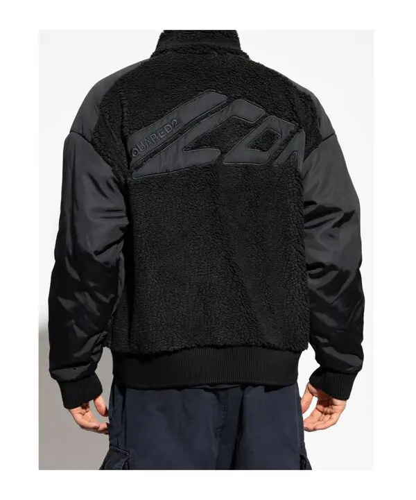 Dsquared2 Zip-up Fleece Jacket With Raised Lettering - Black
