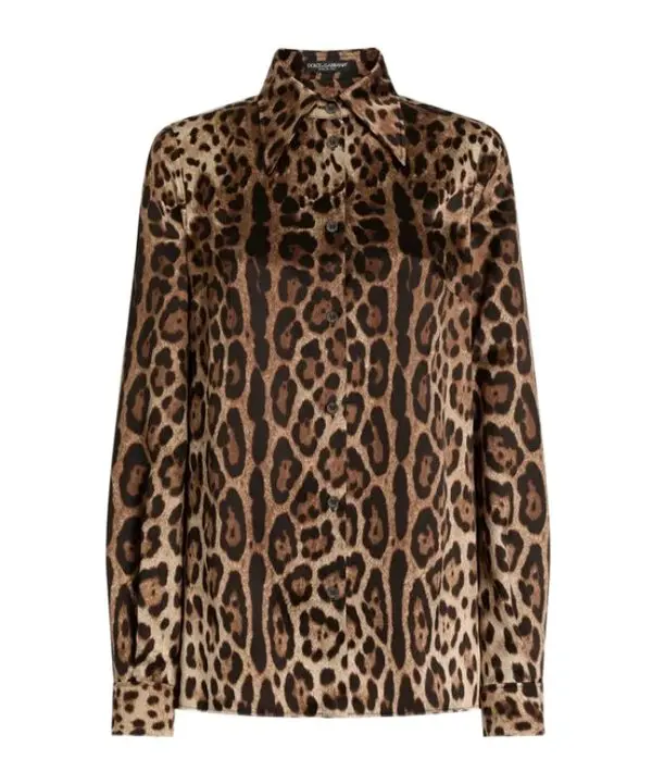 Dolce & Gabbana Leopard Print Silk Shirt - Multi-colored