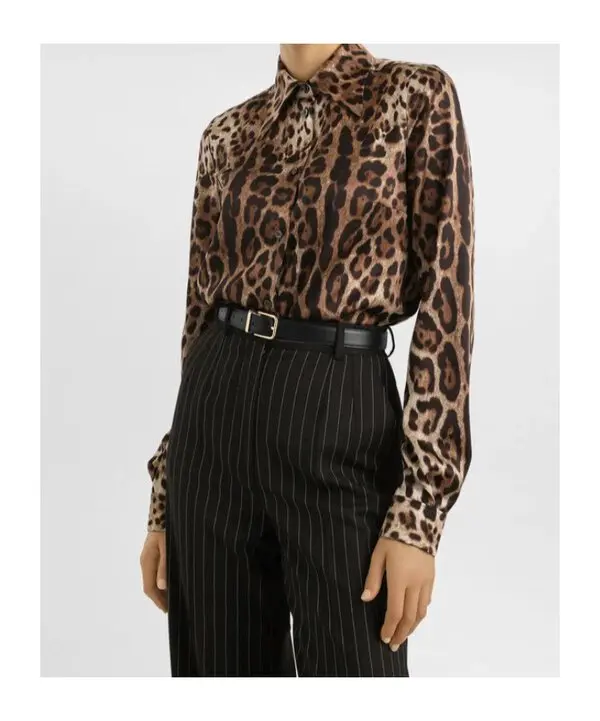 Dolce & Gabbana Leopard Print Silk Shirt - Multi-colored