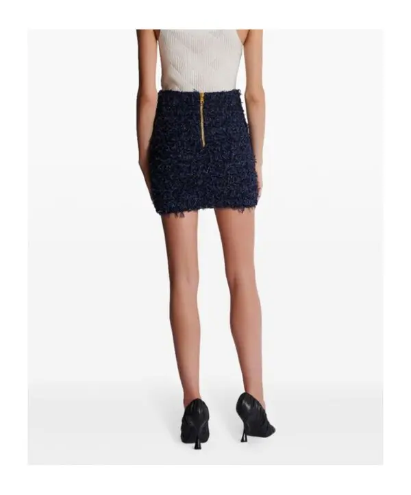 Balmain Button-detailed Tweed Mini Skirt