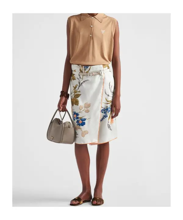 Prada Sleeveless Knitted Polo Shirt - Camel Brown