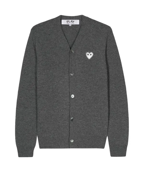 Play Comme Des Garcon Long-sleeved Knitted Cardigan - Grey