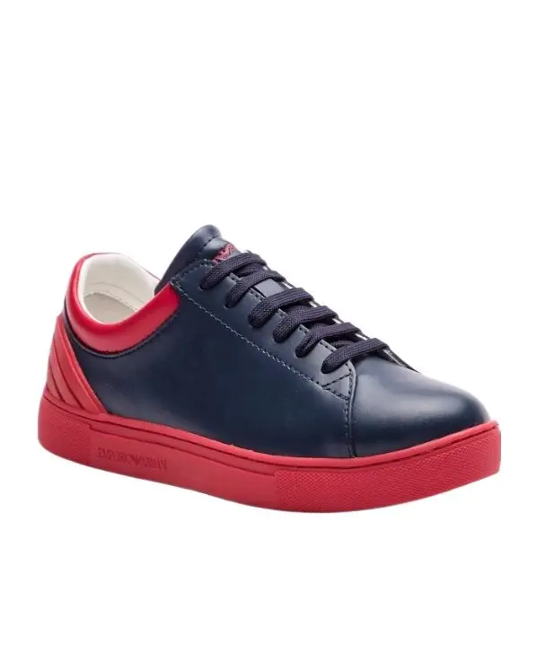 Emporio Armani Round Toe Lace-up Low-top Sneakers - Black