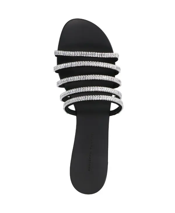 GIUSEPPE ZANOTTI Embellished Open-toe Flat Sandals - Black