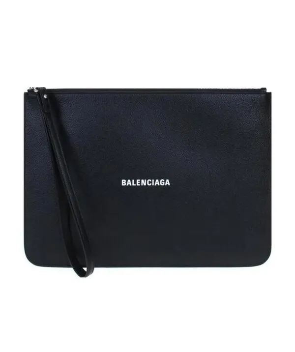 Balenciaga Logo Printed Zipped Pouch - Black/white