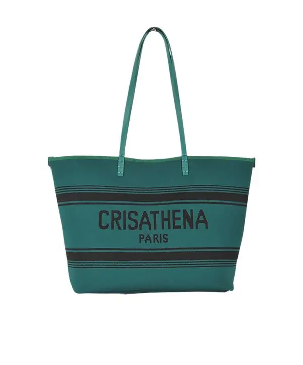 CRISATHENA Large Striped Shoulder Bag With Detachable Strap