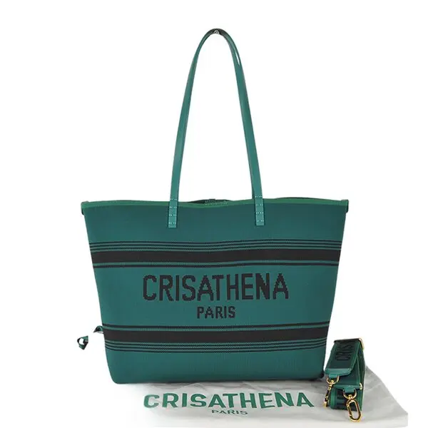 CRISATHENA Large Striped Shoulder Bag With Detachable Strap