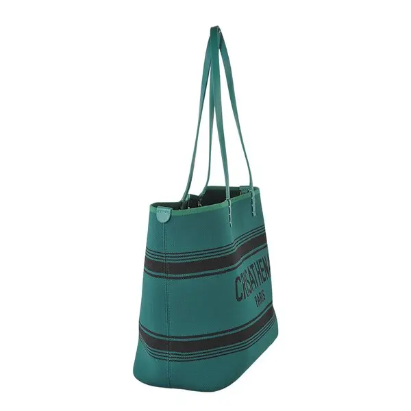 CRISATHENA Large Striped Shoulder Bag With Detachable Strap