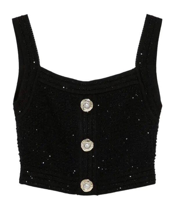 Balmain Tweed Cropped Top