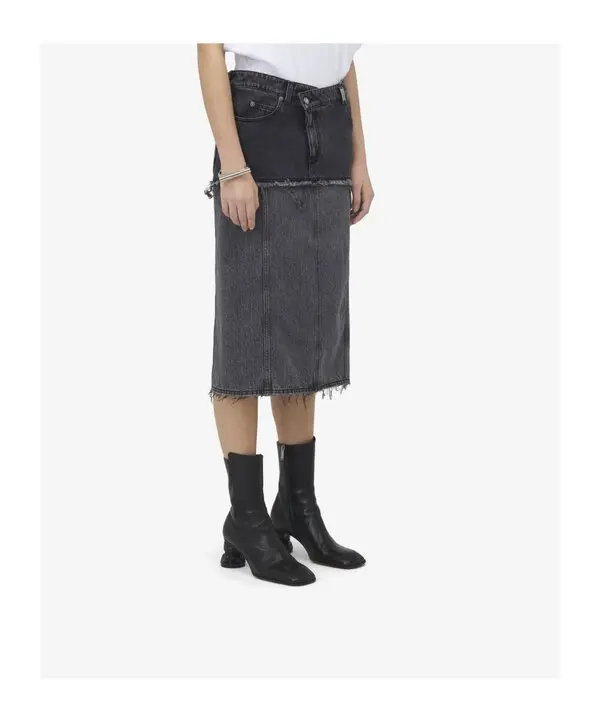 Alexander McQueen Two-tone Denim Skirt