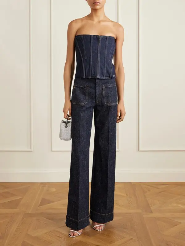JEAN PAUL GAULTIER Denim Corset With Ribbed Detailing