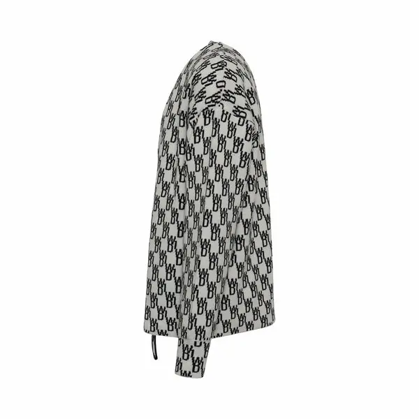 We11Done Monogram Jacquard Knit Cardigan - Gray