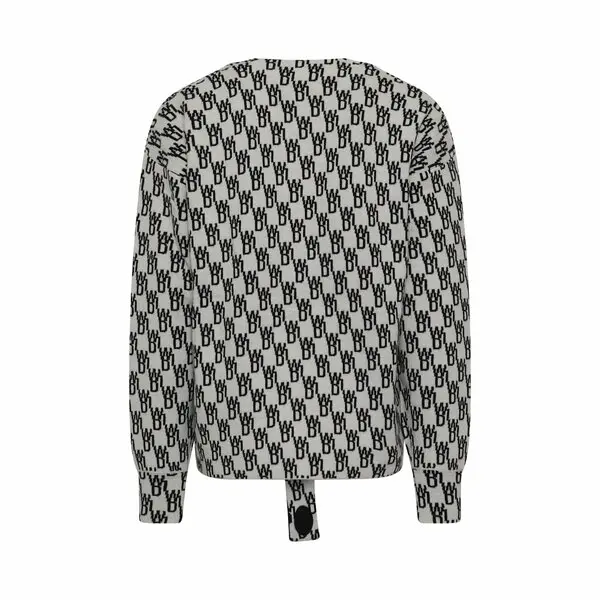We11Done Monogram Jacquard Knit Cardigan - Gray