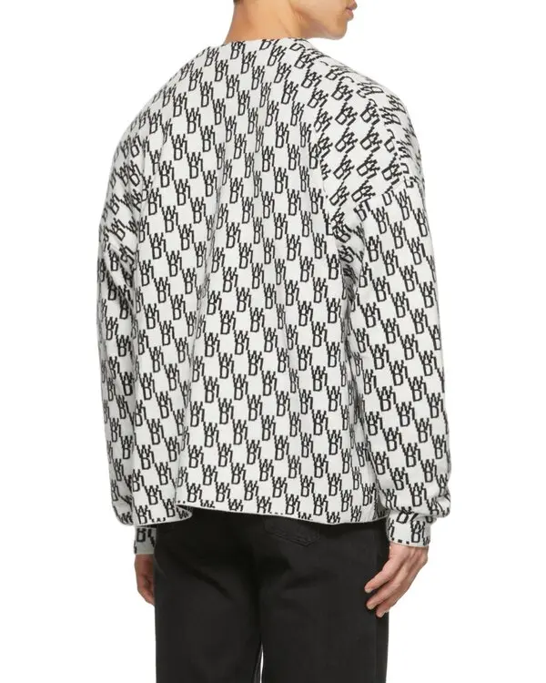 We11Done Monogram Jacquard Knit Cardigan - Gray