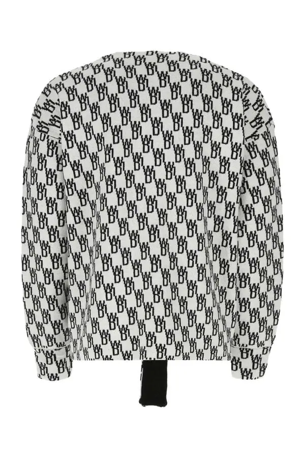 We11Done Monogram Jacquard Knit Cardigan - Gray