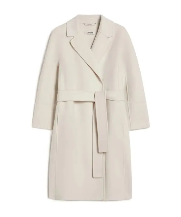 Max Mara Belted Wool Broadcloth Coat - Ivory