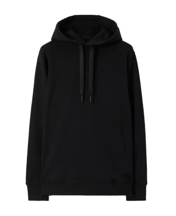 Burberry Embroidered Equestrian Drawstring Hoodie - Black
