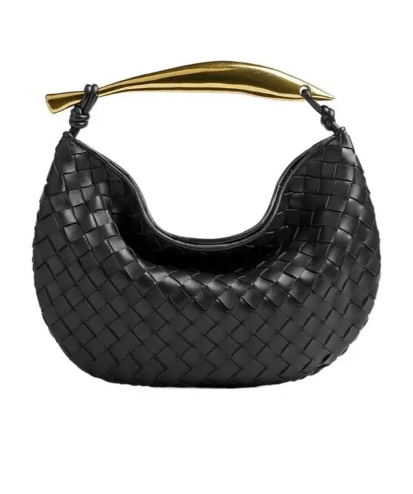 Bottega Veneta Sardine Woven Top Handle Bag - Black