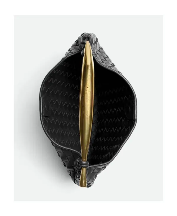 Bottega Veneta Sardine Woven Top Handle Bag - Black