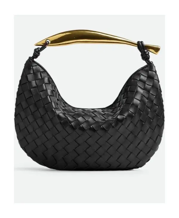 Bottega Veneta Sardine Woven Top Handle Bag - Black
