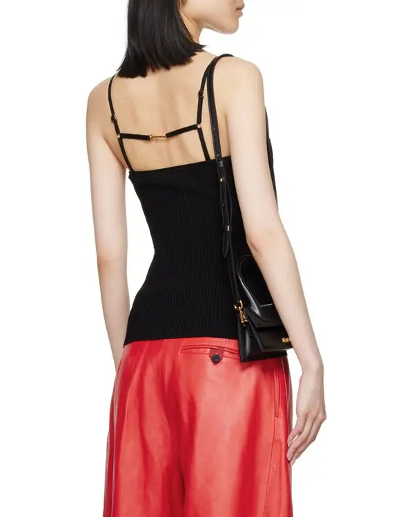 Jacquemus Ribbed Knit Singlet Top With Pendant Detail