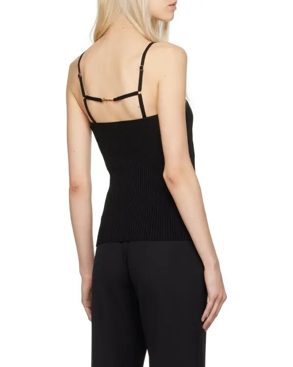 Jacquemus Ribbed Knit Singlet Top With Pendant Detail