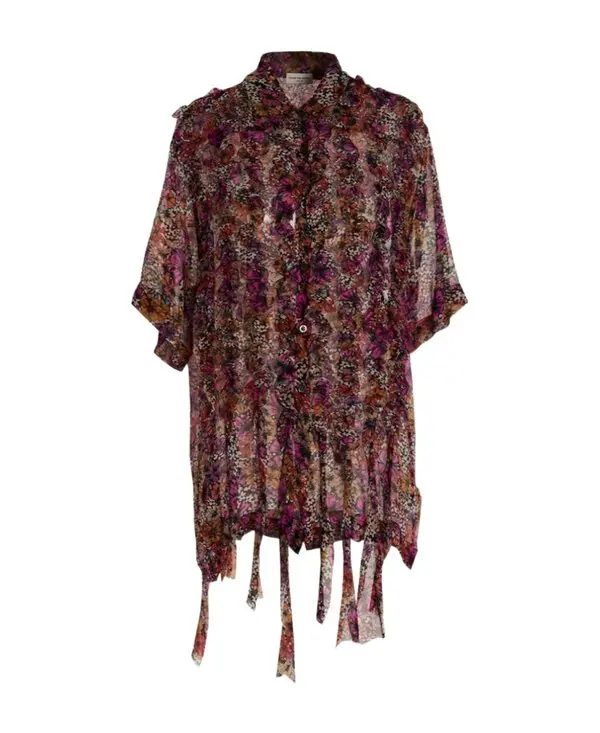 Dries Van Noten Short Sleeve Floral Tassel Shirt
