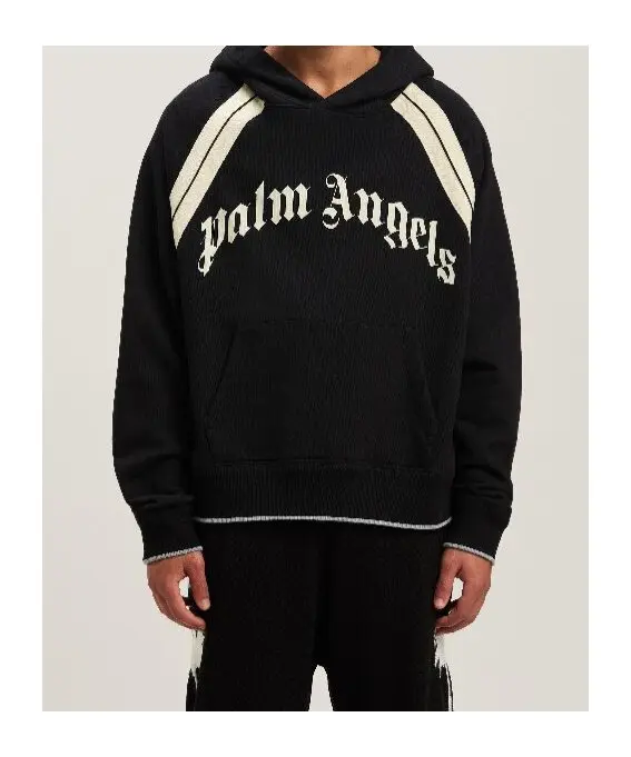 Palm Angels Logo Print Hoodie - Black