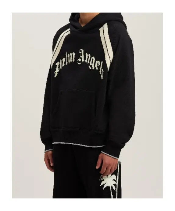 Palm Angels Logo Print Hoodie - Black
