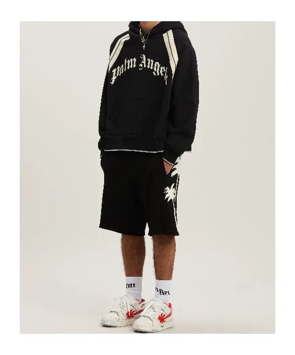 Palm Angels Logo Print Hoodie - Black