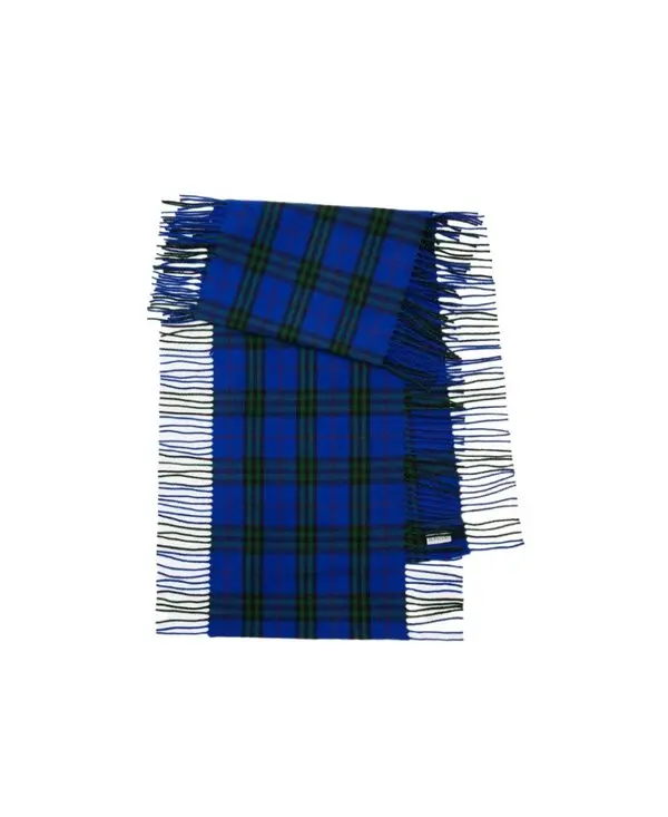 Burberry Check-pattern Fringed-edge Scarf - Blue