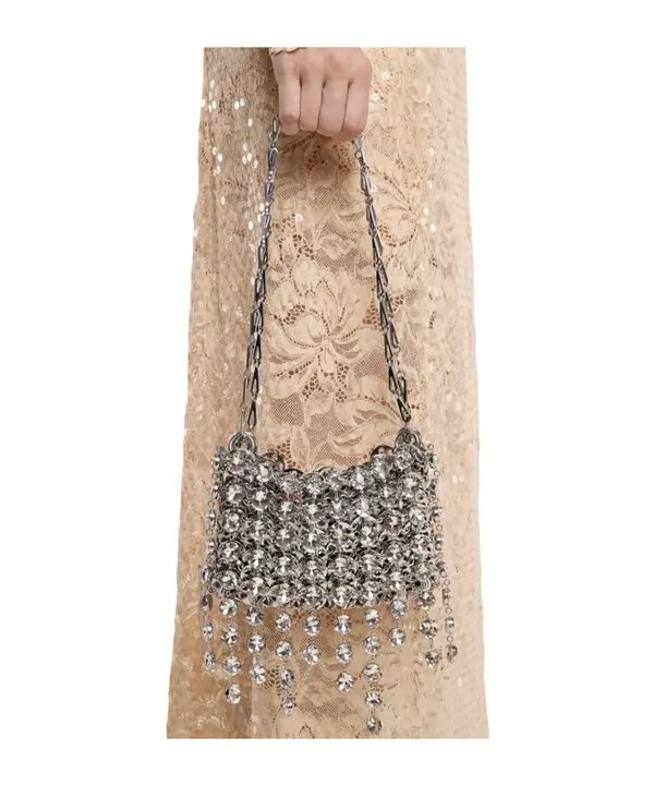 Rabanne 1969 Nano Fringe Shoulder Bag - Silver