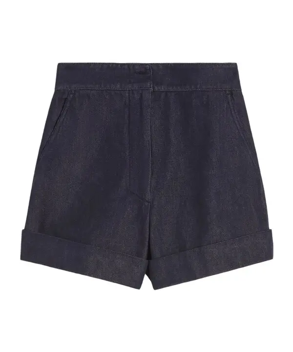 Max Mara Mxmcalca Denim Effect Cuffed Shorts - Midnight Blue