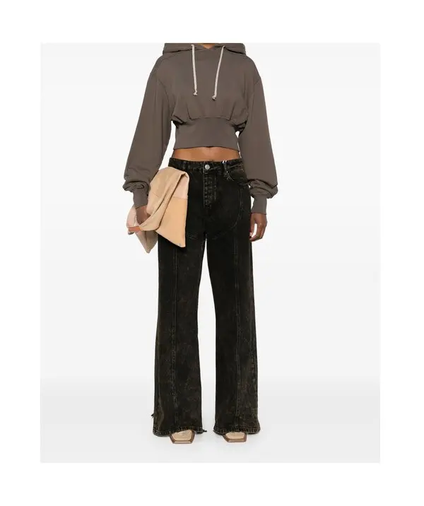 Rick Owens Tatlin Drawstring Cropped Hoodie