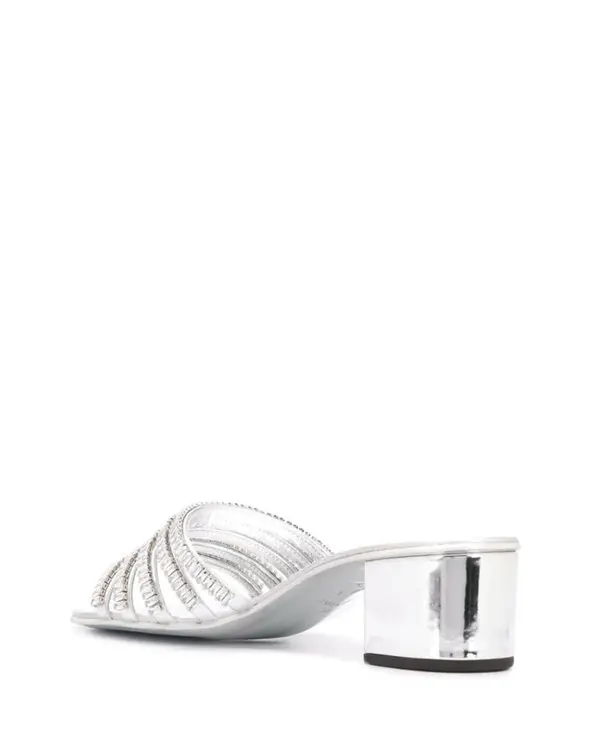 GIUSEPPE ZANOTTI Embellished Metallic High-heeled Sandals - White