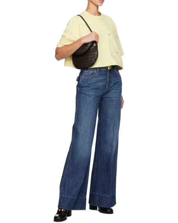 Bottega Veneta Logo Patch Wide Leg Jeans