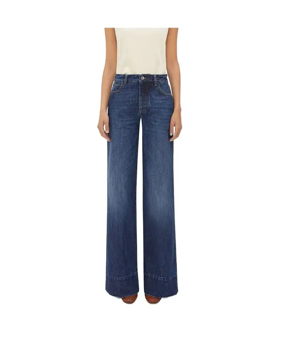 Bottega Veneta Logo Patch Wide Leg Jeans