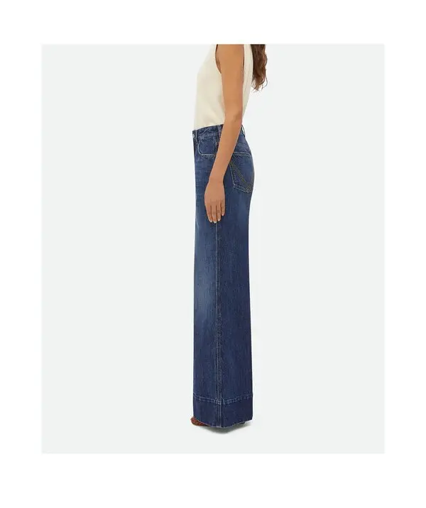Bottega Veneta Logo Patch Wide Leg Jeans
