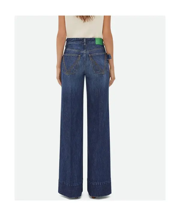Bottega Veneta Logo Patch Wide Leg Jeans