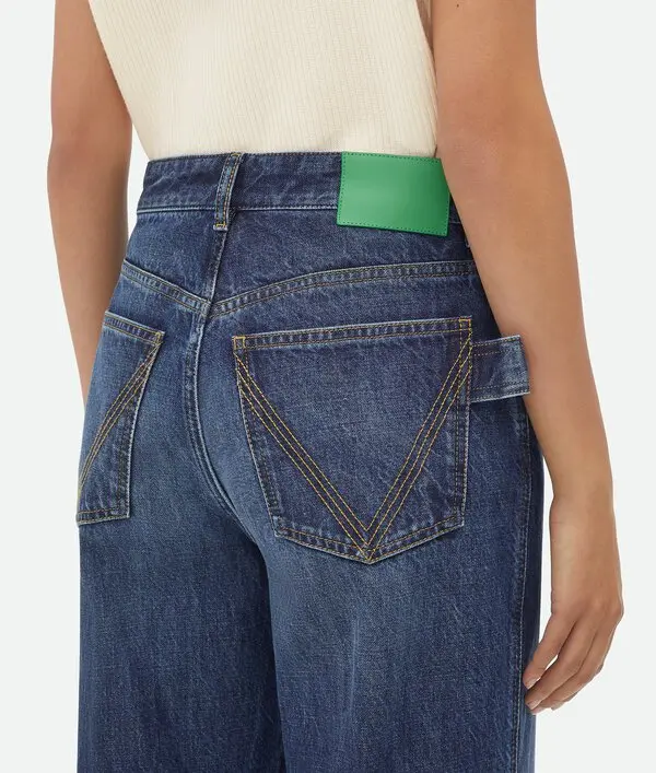 Bottega Veneta Logo Patch Wide Leg Jeans