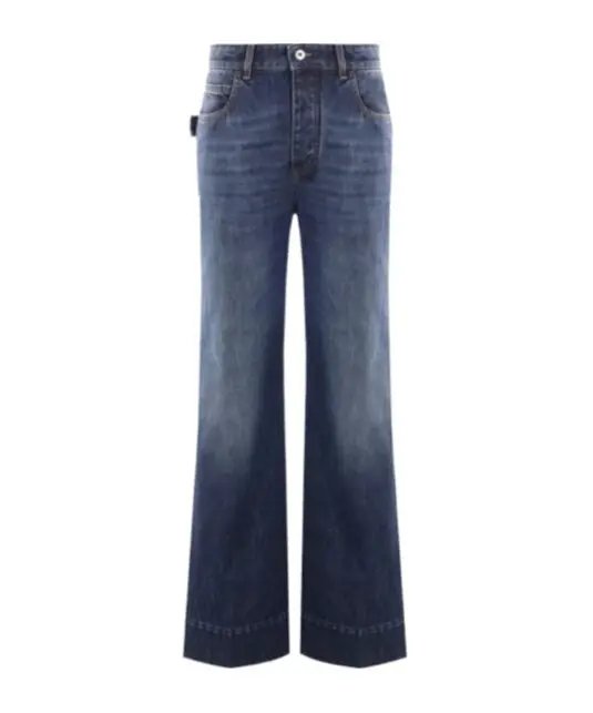 Bottega Veneta Logo Patch Wide Leg Jeans - Medium Blue