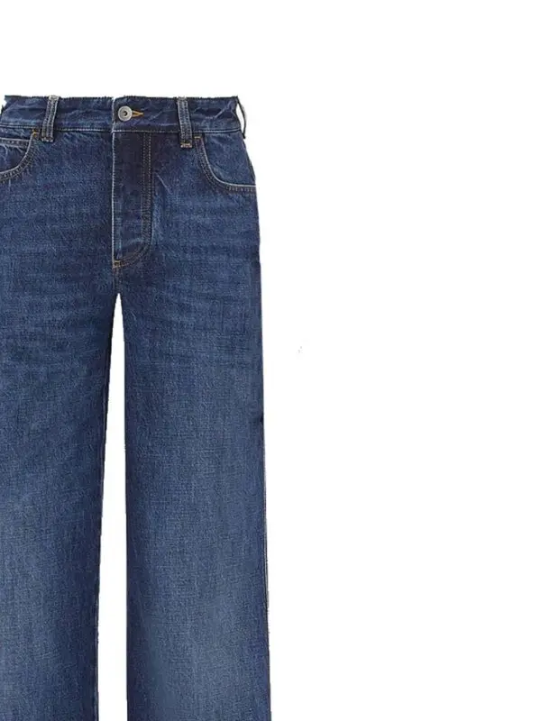 Bottega Veneta Logo Patch Wide Leg Jeans - Mid Blue