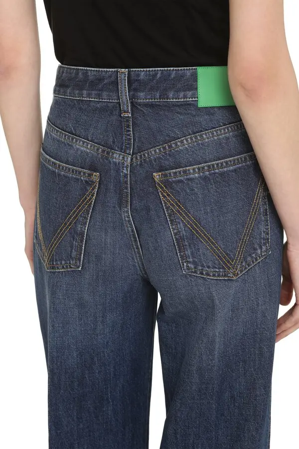 Bottega Veneta Logo Patch Wide Leg Jeans - Mid Blue